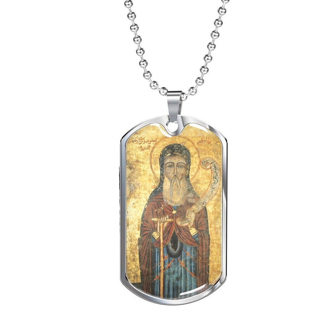 St Anthony Abbot Orthodox Icon Dog Tag Necklace - Etsy