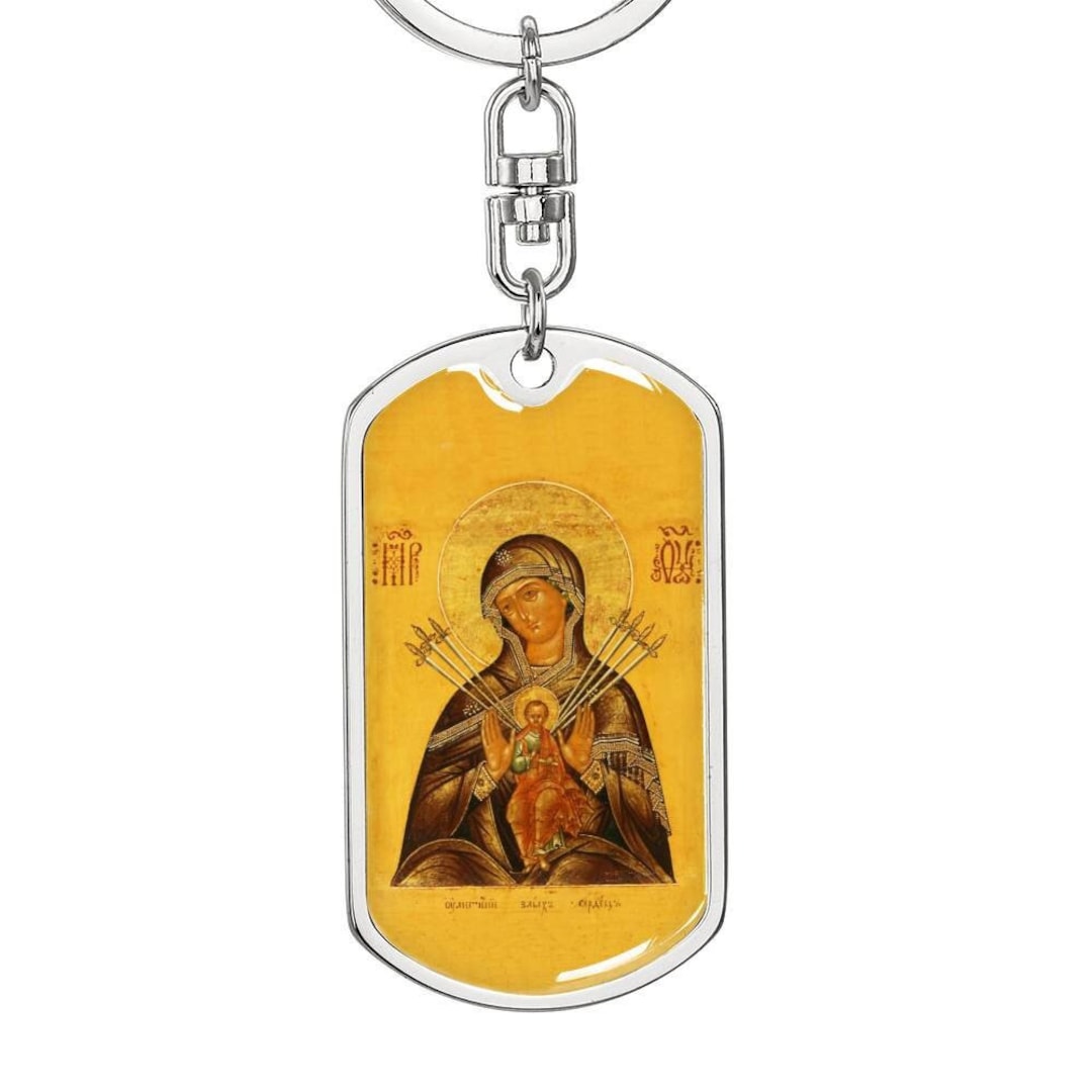 Our Lady of Sorrows Keychain, Orthodox Icon Dog Tag - Etsy