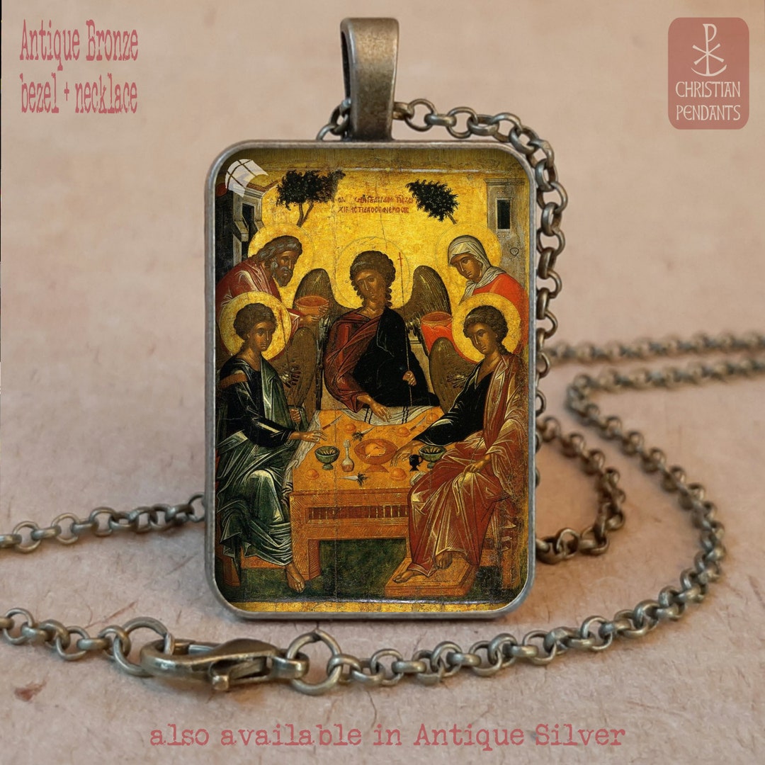 Holy Trinity Byzantine Icon Pendant Necklace / Keychain, Holy Trinity ...