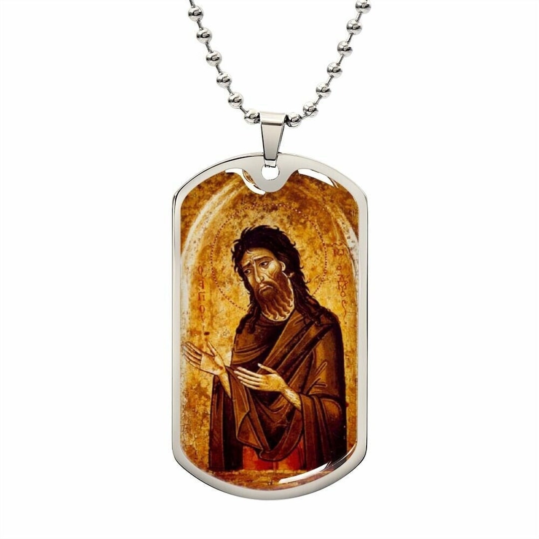 St John the Baptist Orthodox Icon Dog Tag Necklace - Etsy