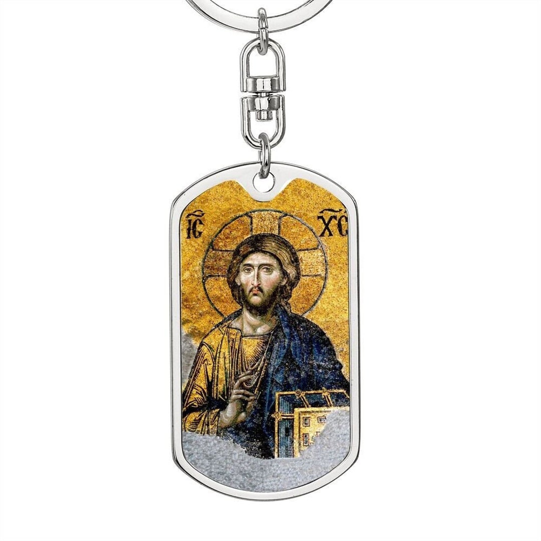 Jesus Christ Pantocrator Orthodox Icon Dog Tag Keychain - Etsy