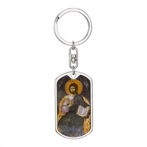 Jesus Christ Pantocrator Orthodox Icon Dog Tag Keychain - Etsy