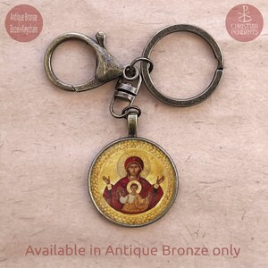 Our Lady of the Sign Icon Pendant Necklace or Keychain, Virgin Orans ...