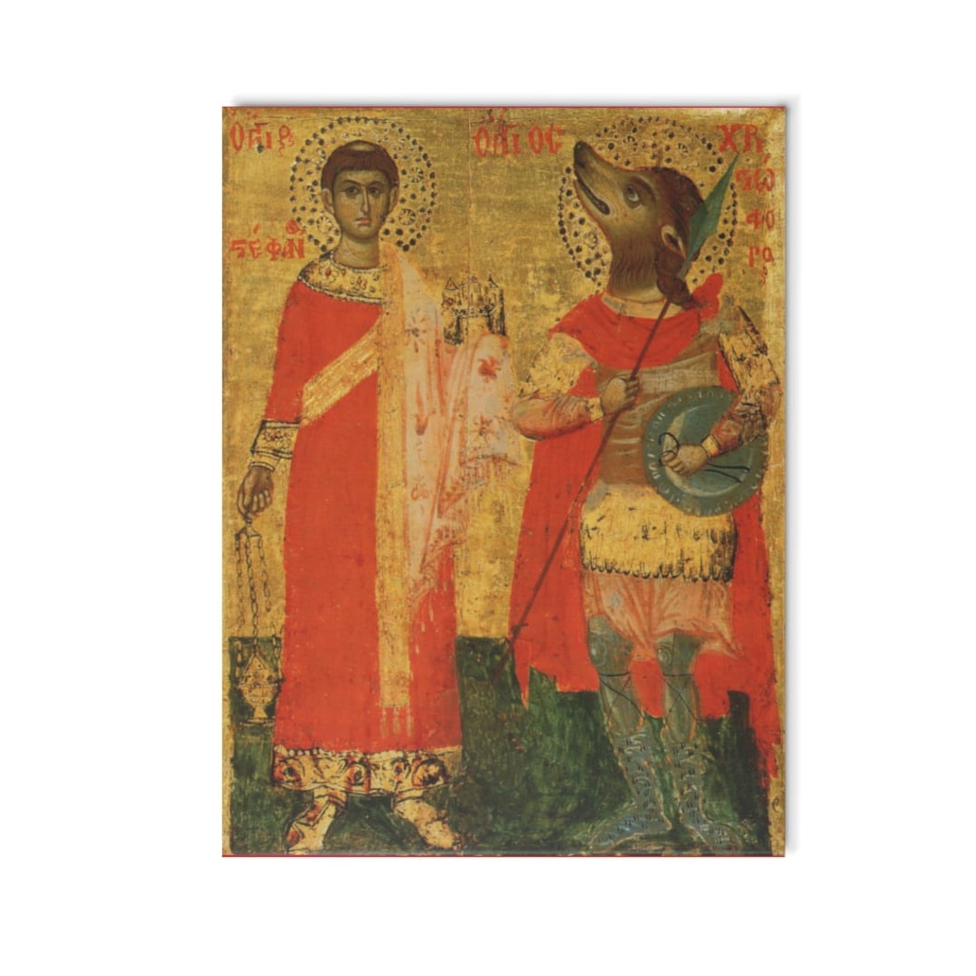 Dog Headed Saint Christopher and Saint Stephen Martyr Icon Ceramic ...