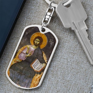 Jesus Christ Pantocrator Orthodox Icon Dog Tag Keychain - Etsy