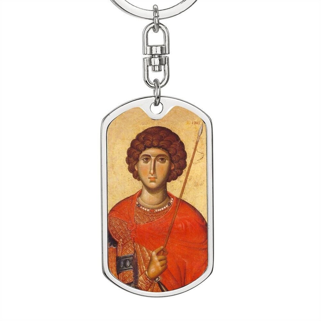 St George Orthodox Icon Dog Tag Keychain - Etsy