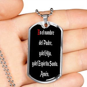 Sign of the Cross in Spanish Dog Tag Pendant Necklace, La Senal De La ...