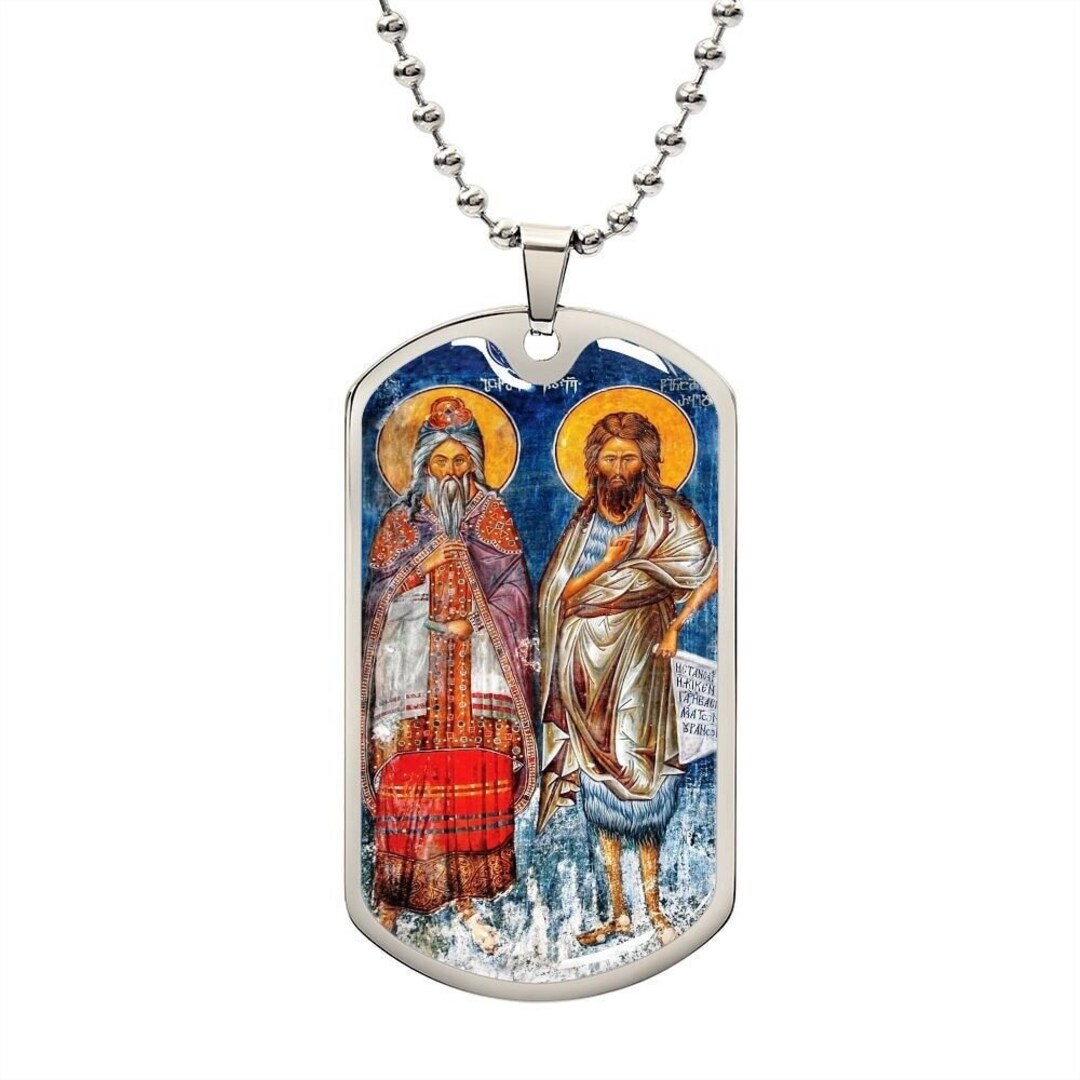 St John Baptist & Zechariah Orthodox Icon Dog Tag Necklace - Etsy
