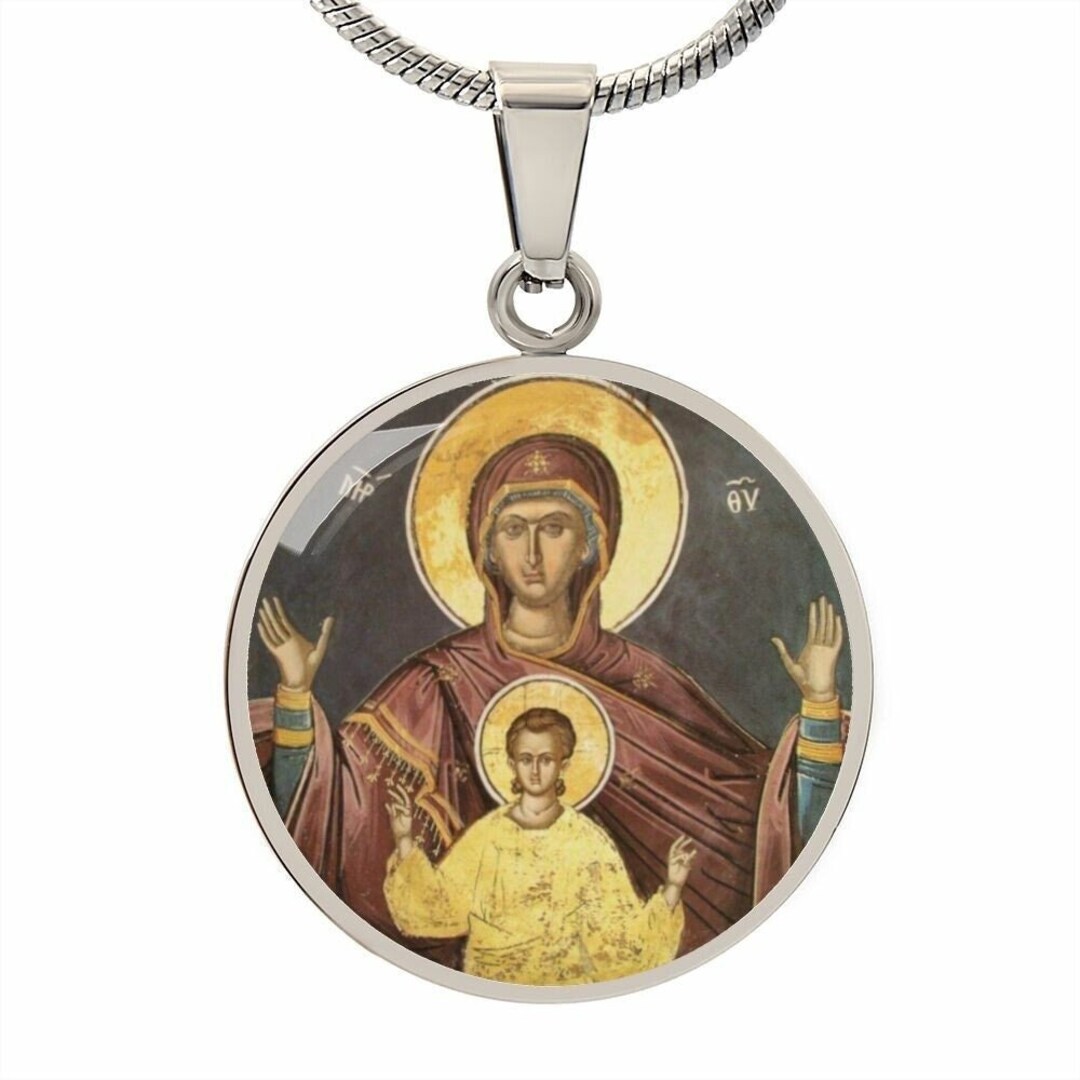 Our Lady of the Sign Orthodox Icon Pendant Necklace - Etsy