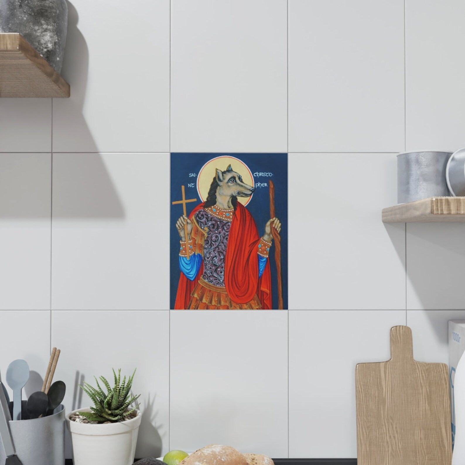 Dog Headed St Christopher Orthodox Icon Ceramic Tile (6x8'') - Patron ...