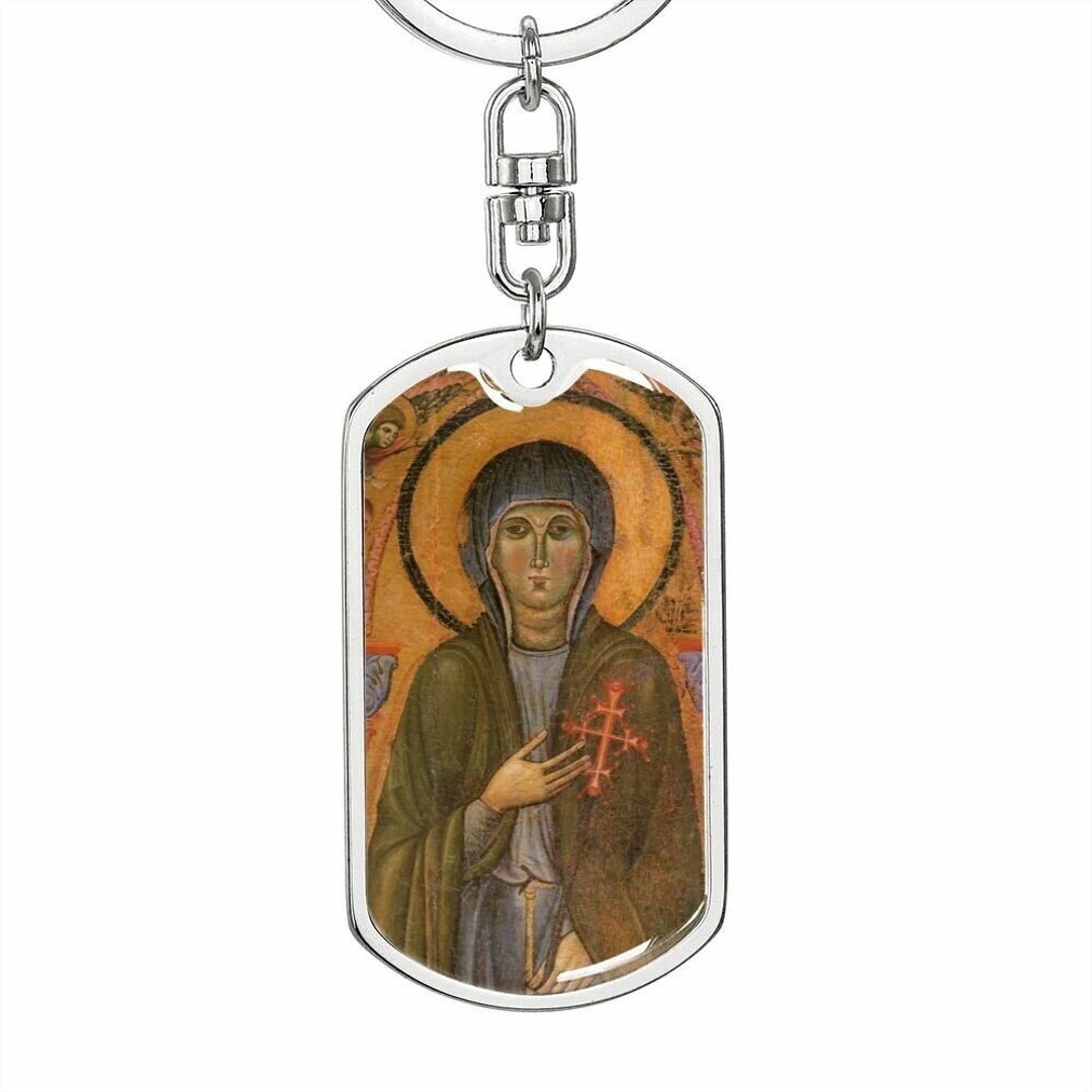 St Clare of Assisi Catholic Icon Dog Tag Keychain - Etsy