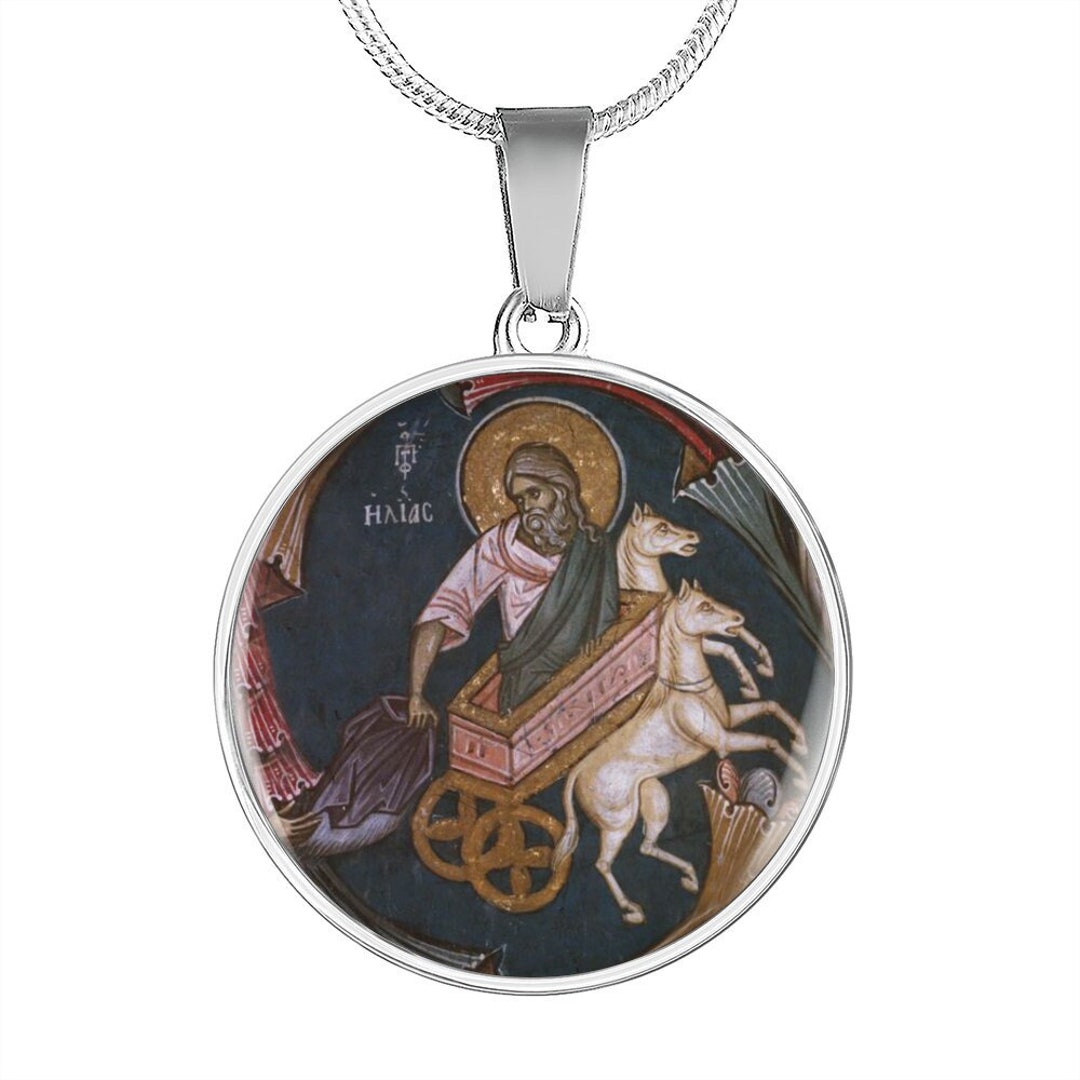 Prophet Elijah Orthodox Icon Pendant Necklace, Prophet Elias Icon ...