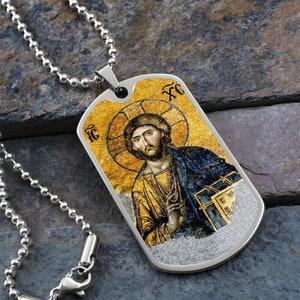 Jesus Christ Pantocrator Orthodox Icon Dog Tag Necklace - Etsy