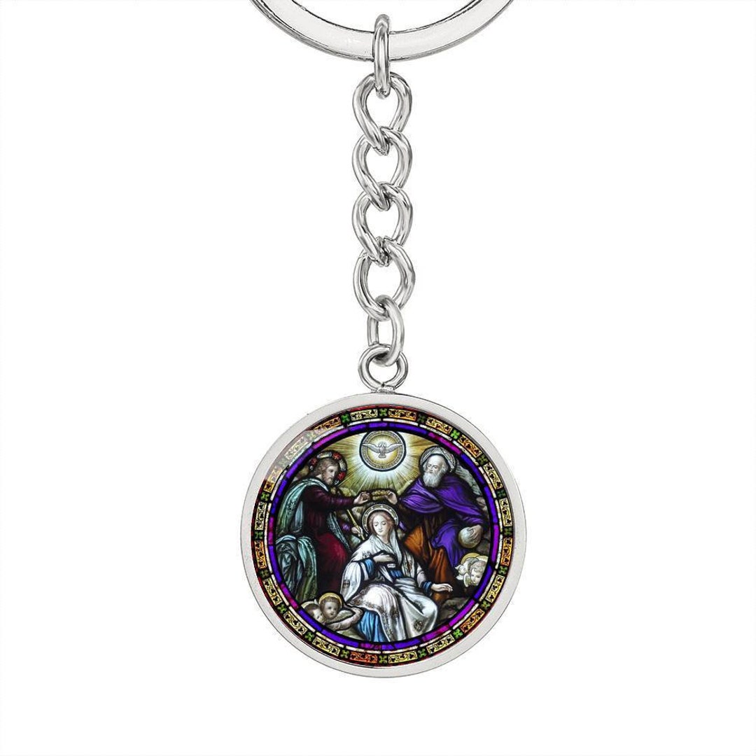 Coronation of Mary Keychain, Coronation of Virgin, Catholic Gift ...