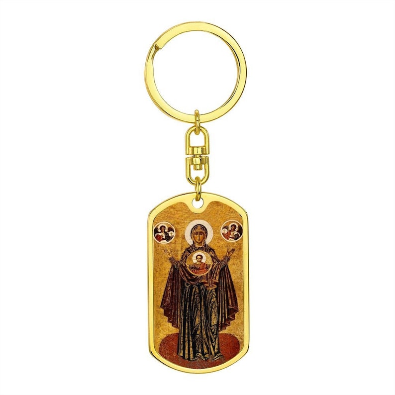 Our Lady of the Sign Orthodox Icon Dog Tag Keychain - Etsy Australia