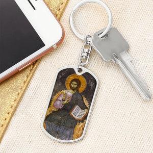Jesus Christ Pantocrator Orthodox Icon Dog Tag Keychain - Etsy