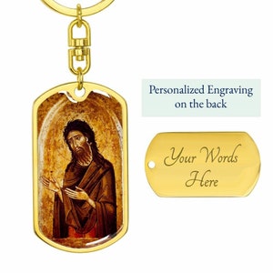 St John the Baptist Orthodox Icon Dog Tag Keychain - Etsy