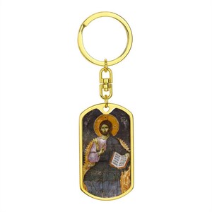 Jesus Christ Pantocrator Orthodox Icon Dog Tag Keychain - Etsy