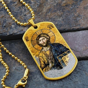 Jesus Christ Pantocrator Orthodox Icon Dog Tag Necklace - Etsy