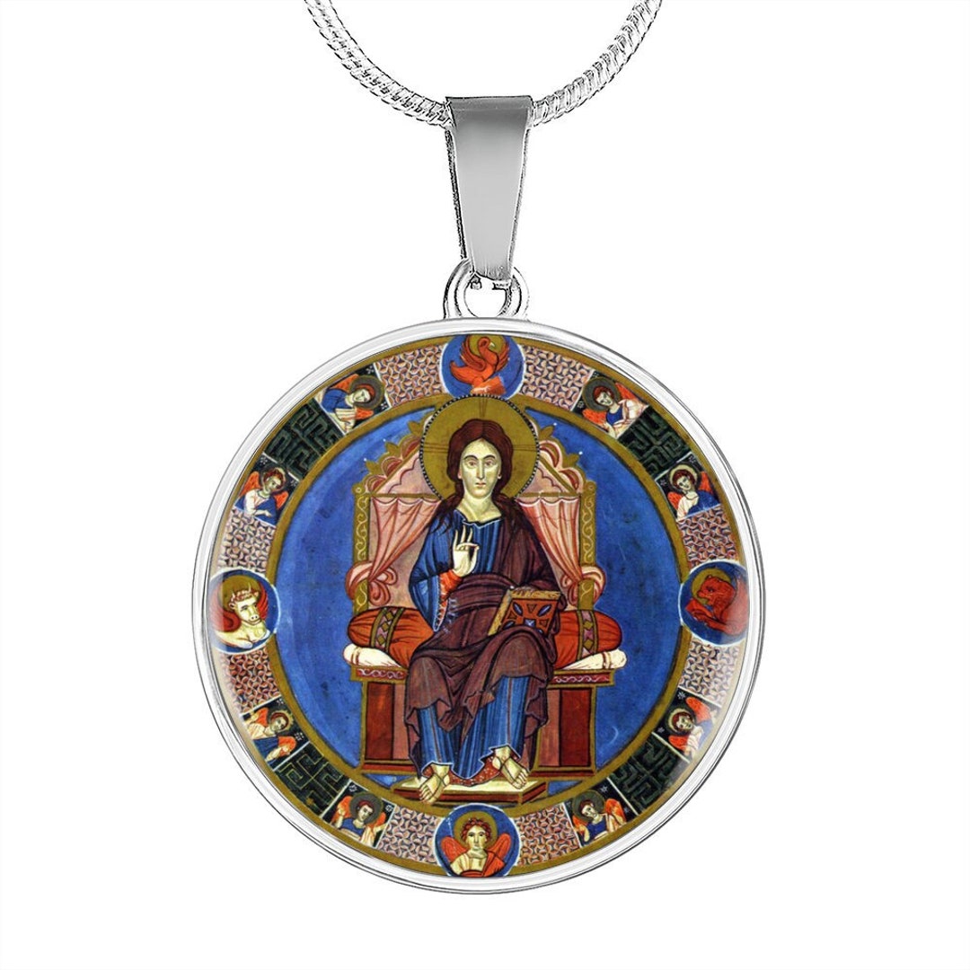 Jesus King of Glory Icon Necklace, Christ in Majesty Icon Pendant ...