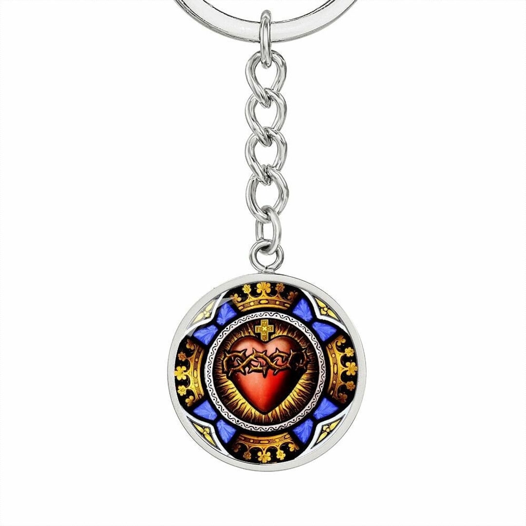 Sacred Heart of Jesus Medal Keychain - Etsy