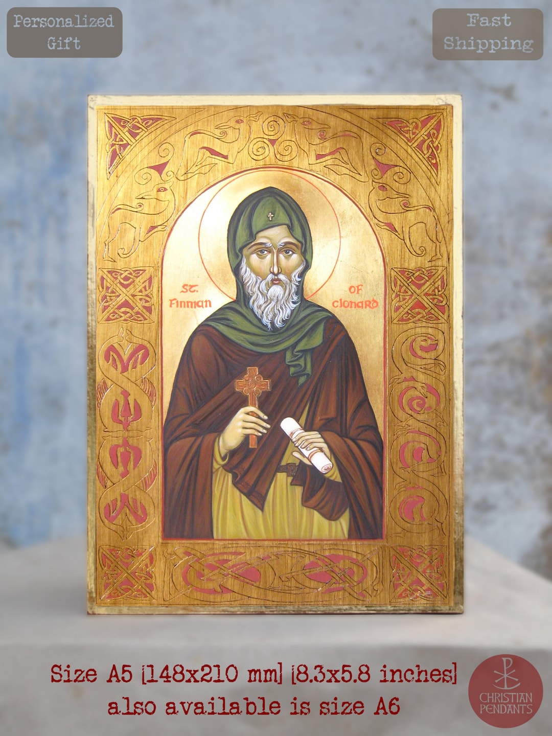 Saint Finnian Icon St Finnian Clonard Saint Finian Clonard - Etsy