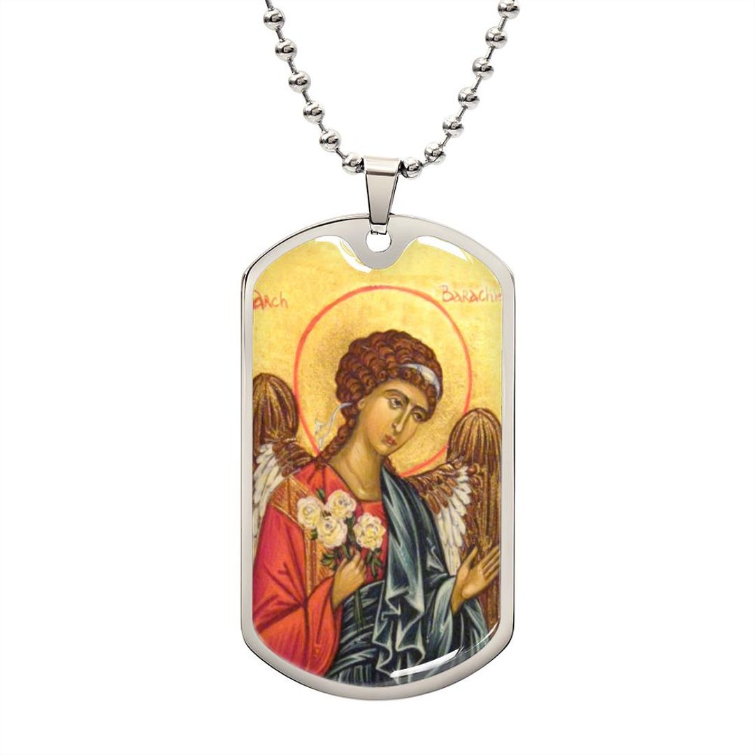 Archangel Barachiel Orthodox Icon Dog Tag Necklace Keychain, Barachiel ...