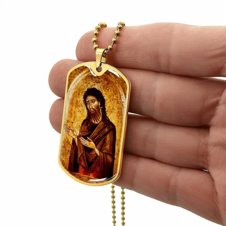 St John the Baptist Orthodox Icon Dog Tag Necklace - Etsy