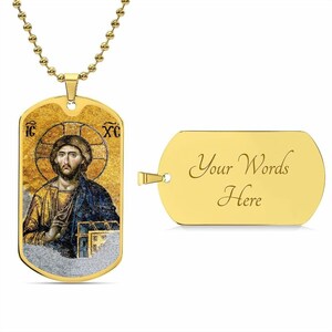 Jesus Christ Pantocrator Orthodox Icon Dog Tag Necklace - Etsy