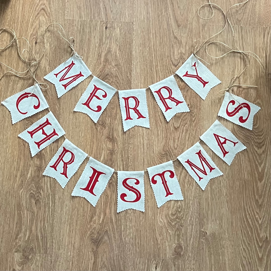 Vintage Rustic Merry Christmas Bunting - Etsy