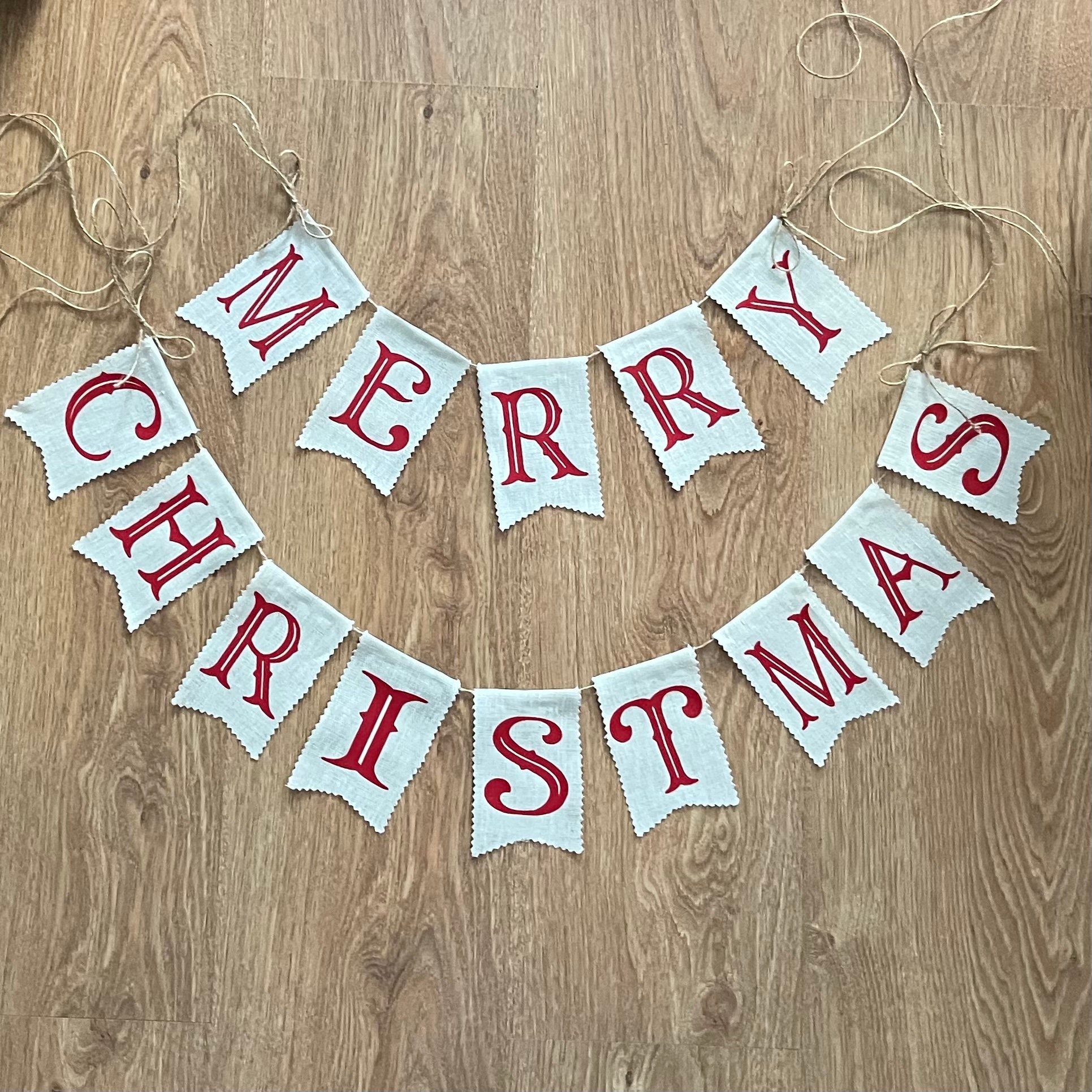 Vintage Rustic Merry Christmas Bunting - Etsy