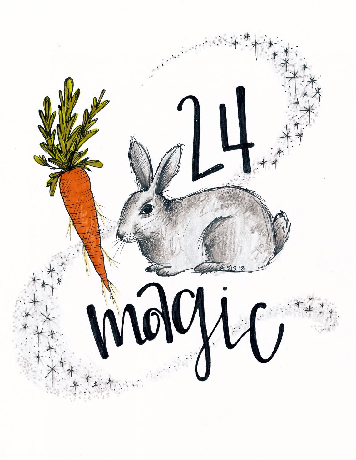 24 Carrot Magic Illustrated Art Print - Etsy