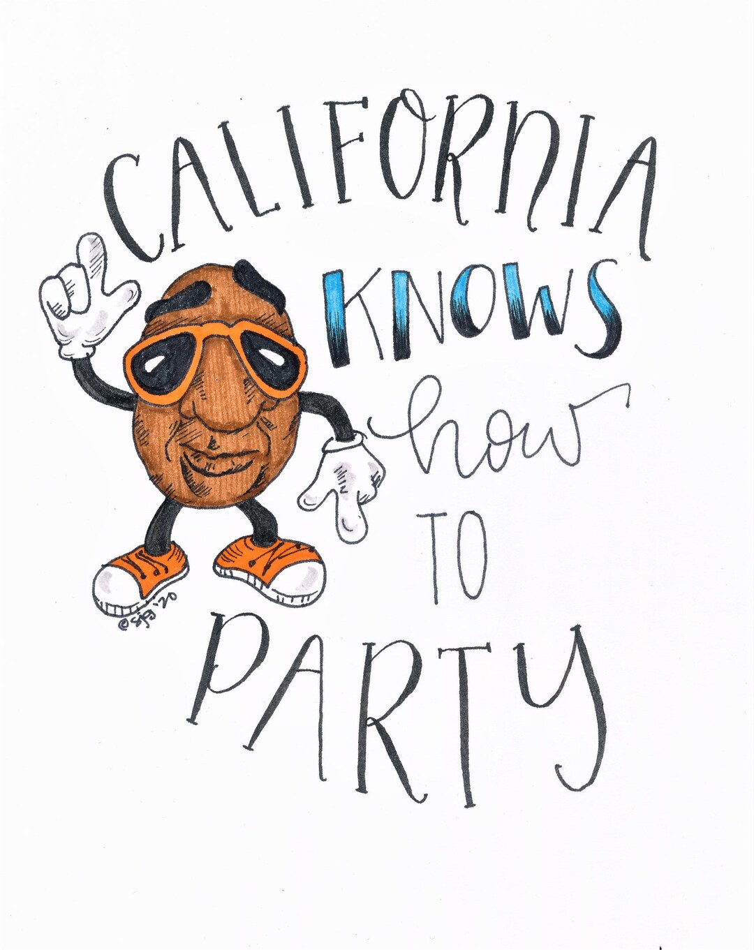 California Knows How to Party Illustrated Art Print - Etsy