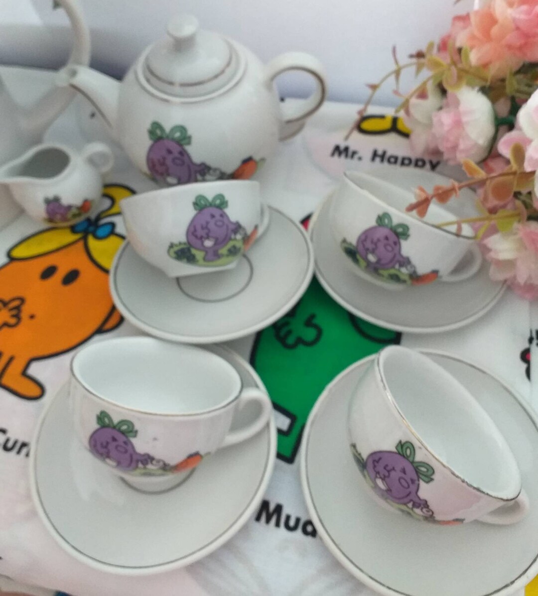 Mr Men & Little Miss 1980s Vintage Tea Set and Wonderful Fabric. Tea ...