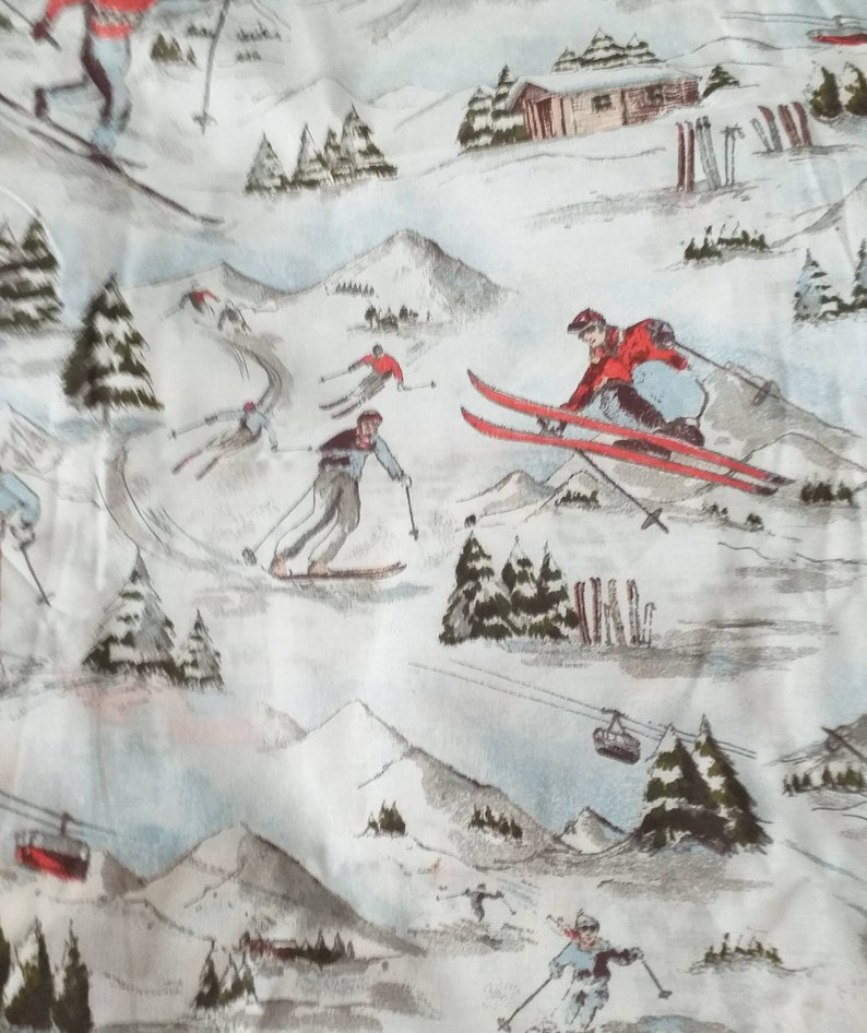 New Vintage Style Skiing Fabric. New 1960's Skiing Fabric. - Etsy UK