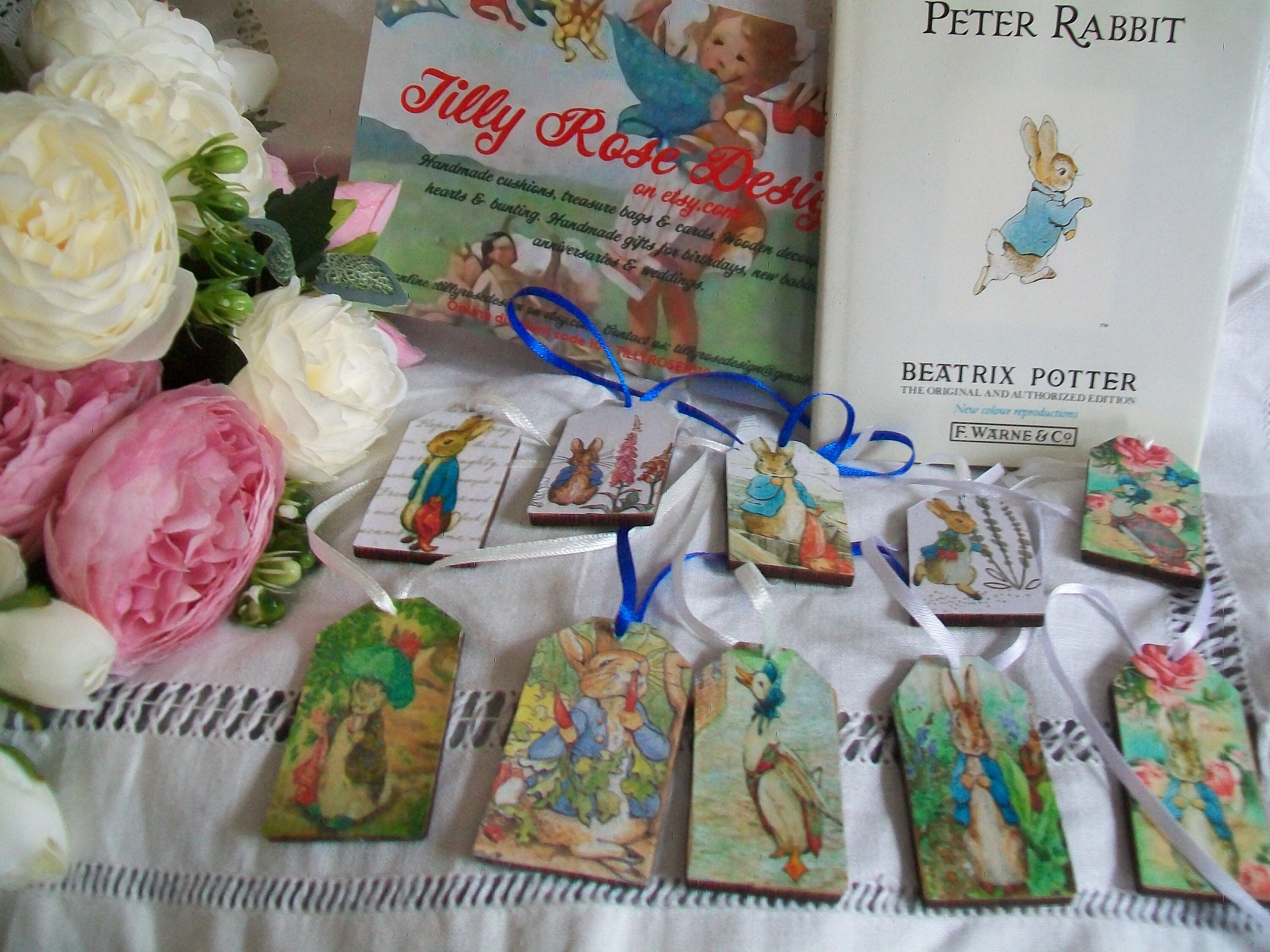 Peter Rabbit Gift Tags / Drawer Hangers. Wooden Decoupage Gift - Etsy