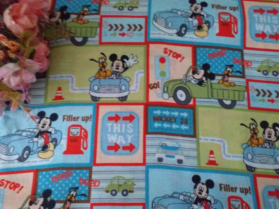 Mickey Mouse Fabric Lovely Vintage Style Disney Mickey Mouse - Etsy