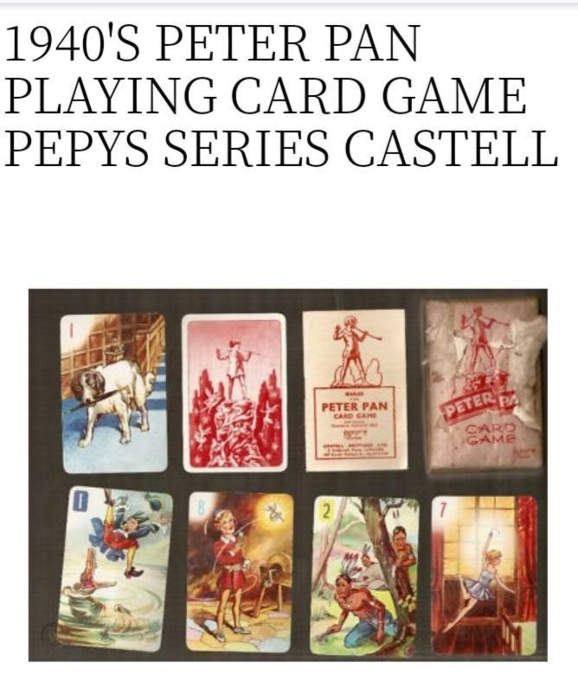 Peter Pan 1940s Pepys picture playing cards. Fabulous colours | Etsy