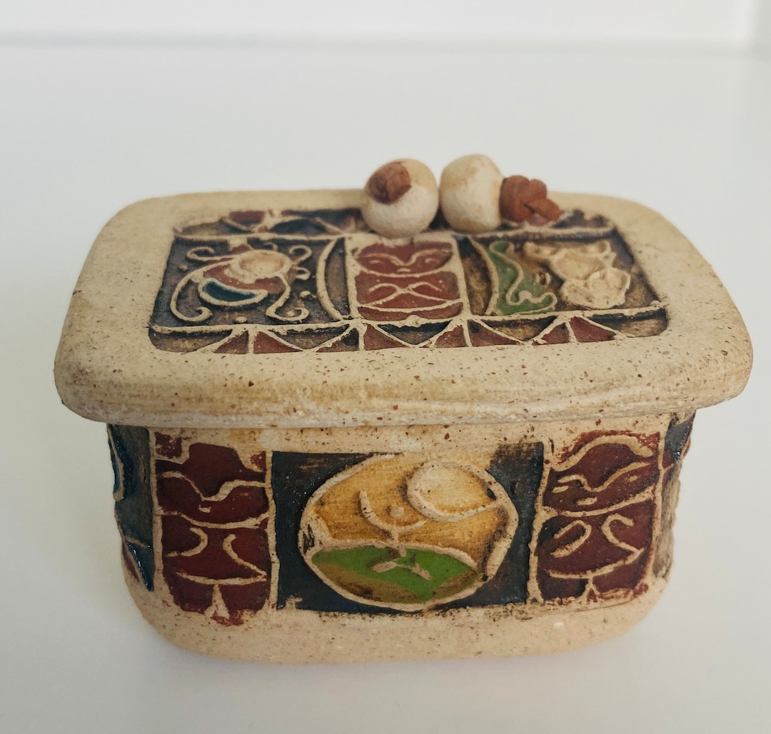 Small Handmade Rectangular Clay Box Marked TTAYO Venezuela(?) Folk Art ...