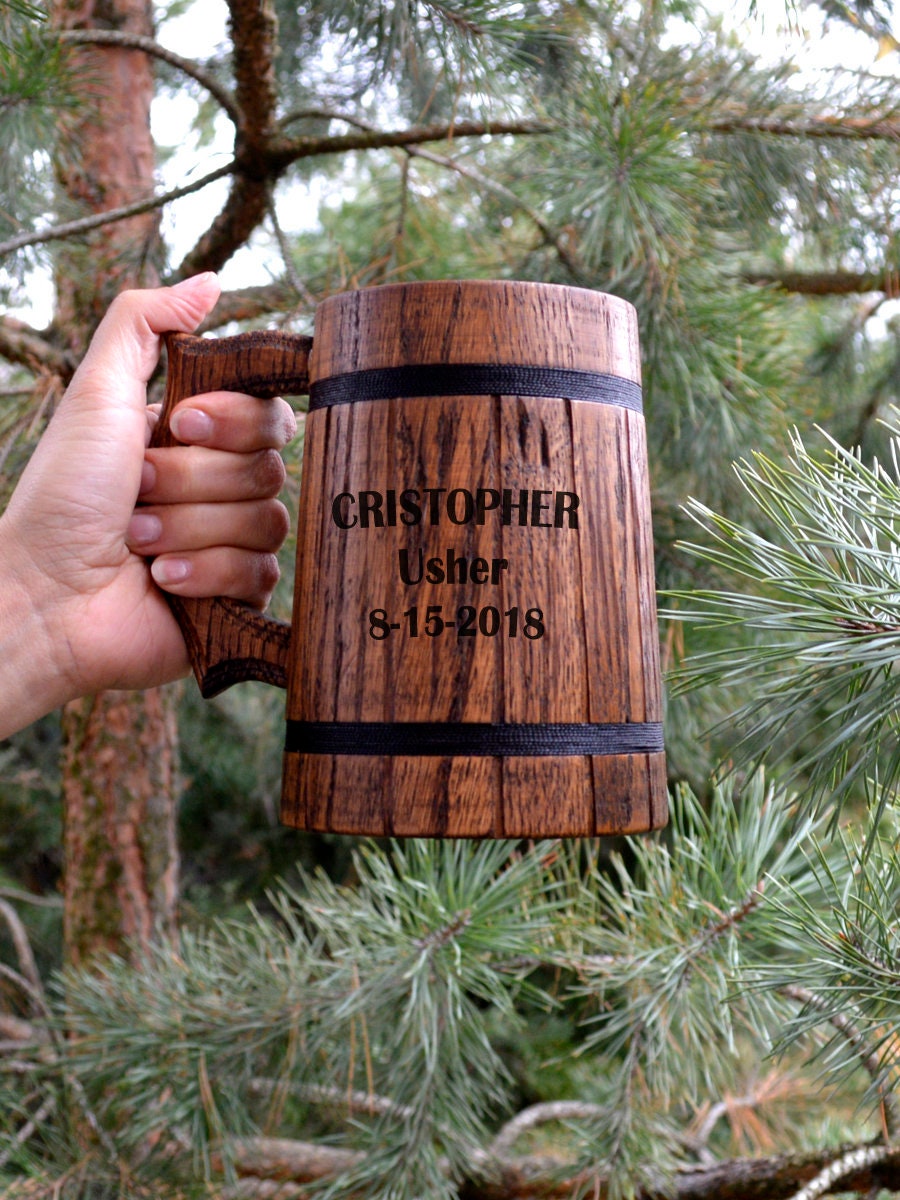 Set 4 Beer Mugs - Wooden Mug - Gift for Man, Groomsmen Gifts - Etsy