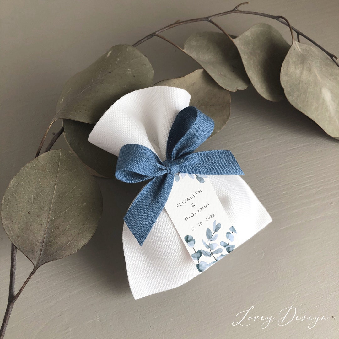 Dusty Blue Favor Bags, Custom Wedding Thank You Bags, Fabric Favor Bags ...