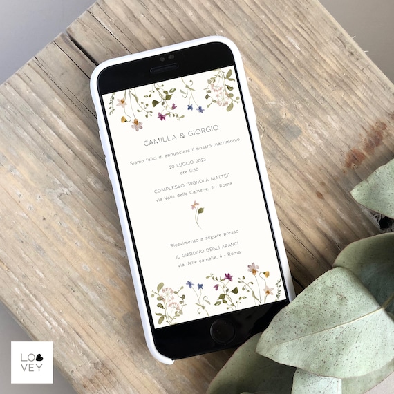 Wild Flowers Electronic Invitation Flowers Digital Invitation - Etsy