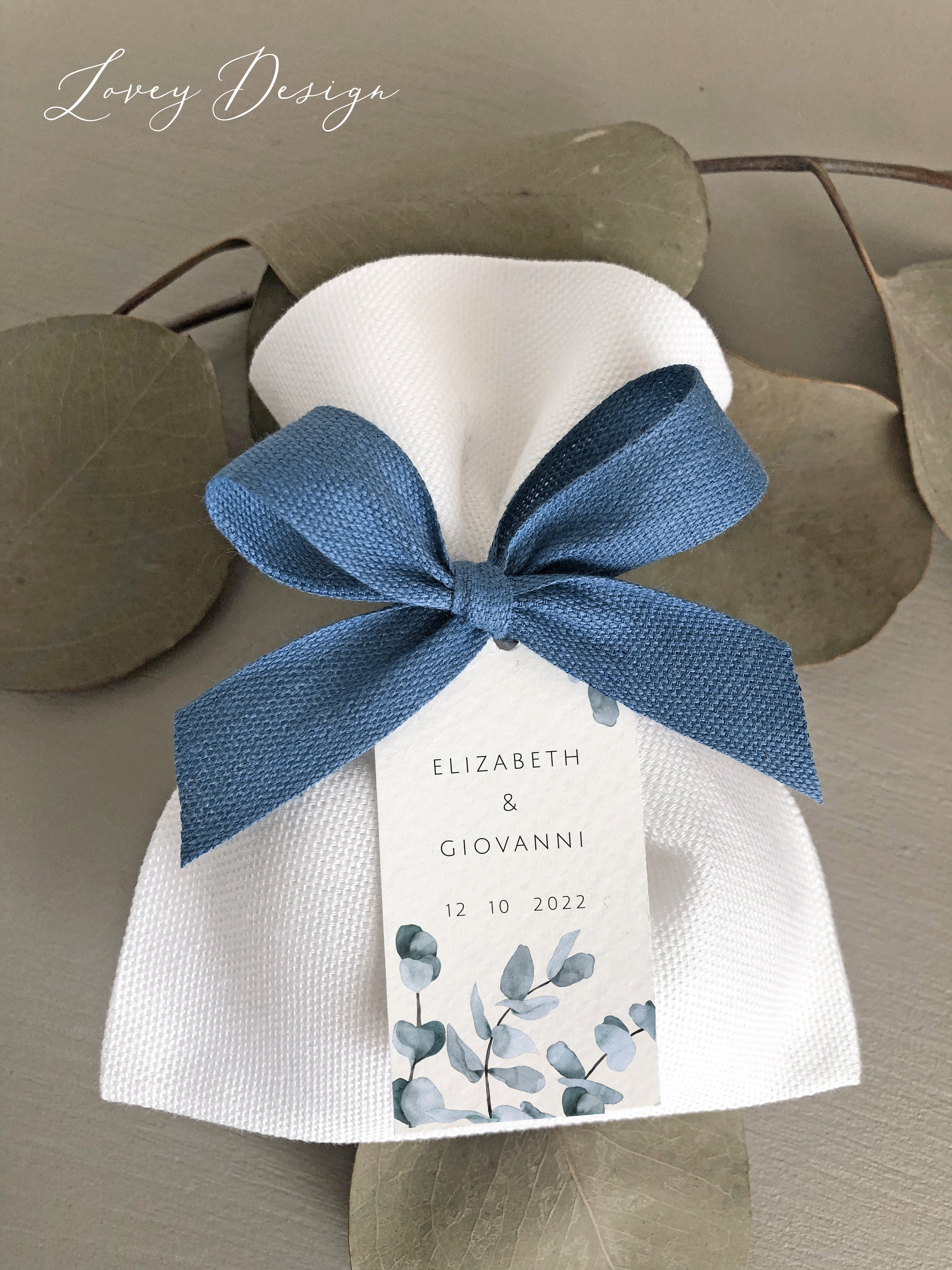 Dusty Blue Favor Bags Custom Wedding Thank You Bags Fabric - Etsy