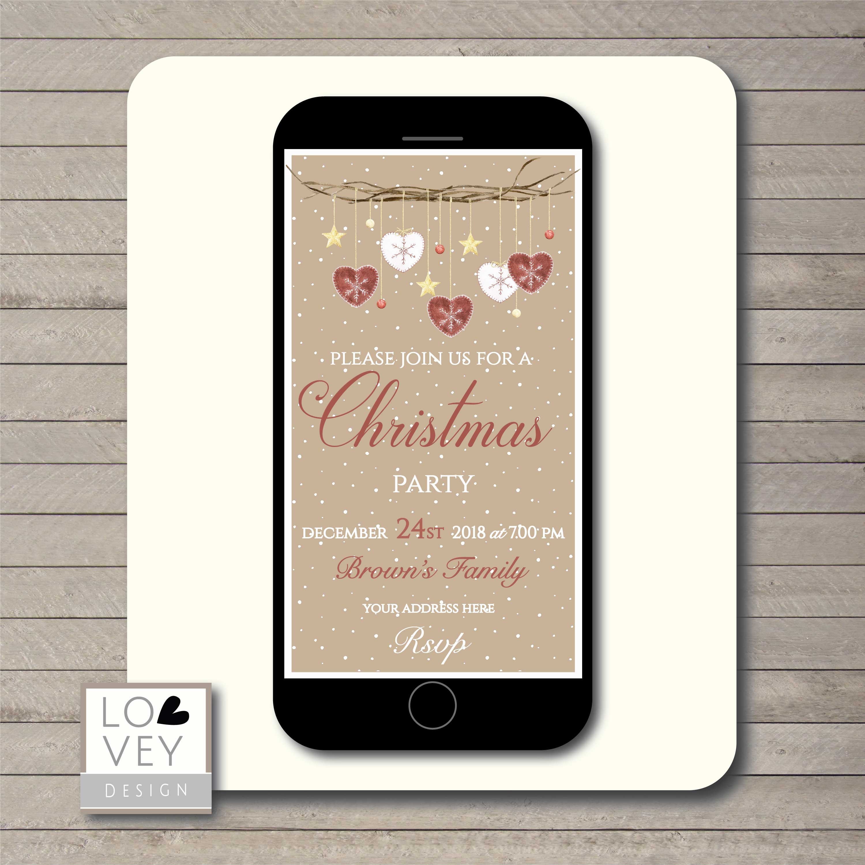 Printable Rustic Christmas Party Template Remainder Holiday Party ...