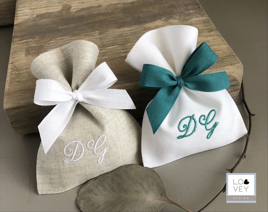 Embroidered Monograms Favor Bags, DIY or COMPLETE Wedding Favors ...