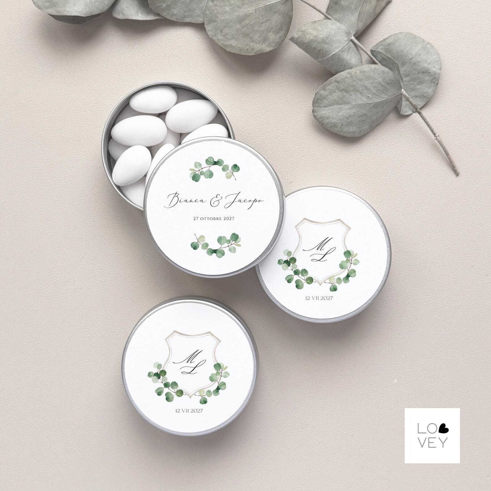 Personalized Round Tin Favors: Wedding, Baptism, Graduation, Communion ...