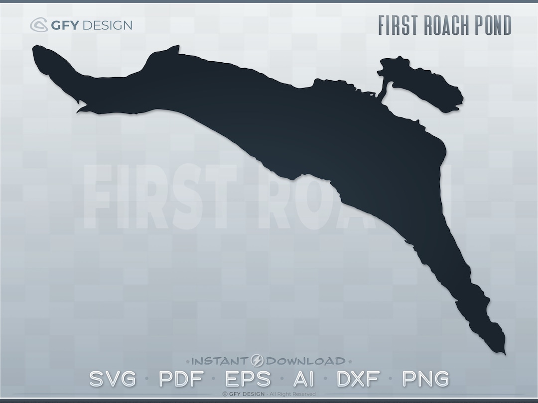 First Roach Pond SVG - Digital File Set - Maine | Vector Outline Map ...