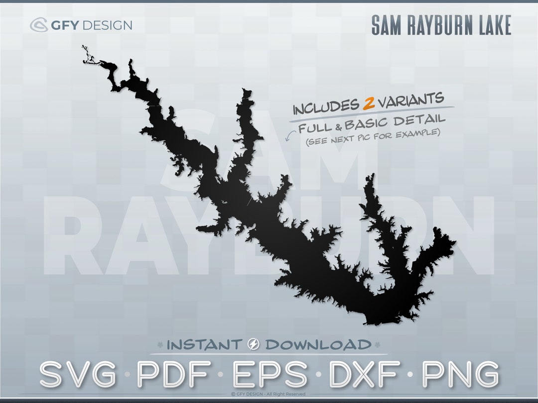 Sam Rayburn Reservoir - SVG Vector Graphic Set (lake, Texas, Digital ...