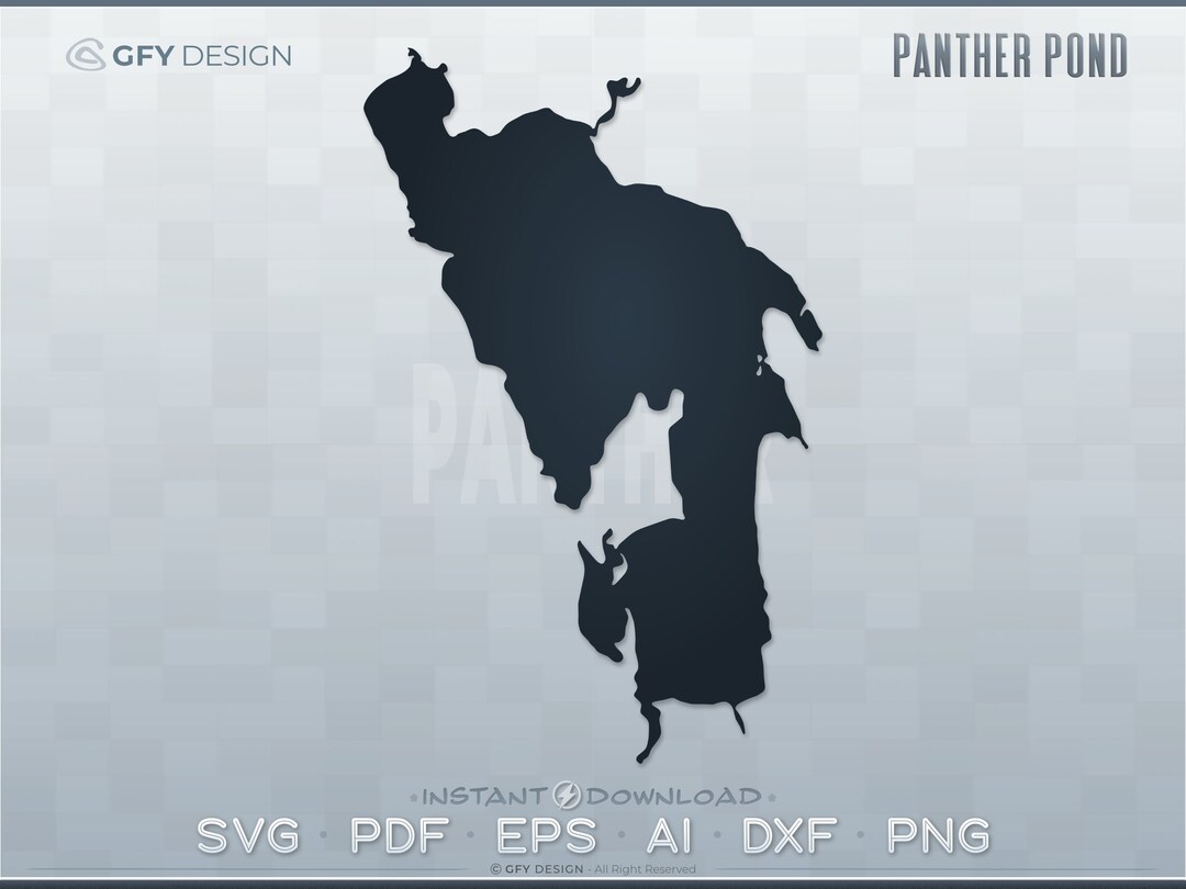 Panther Pond SVG - Digital File Set - Maine | Vector Outline Map Shape ...