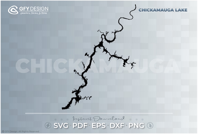 Chickamauga Lake Vector Graphic Cut File Map Tennessee - Etsy